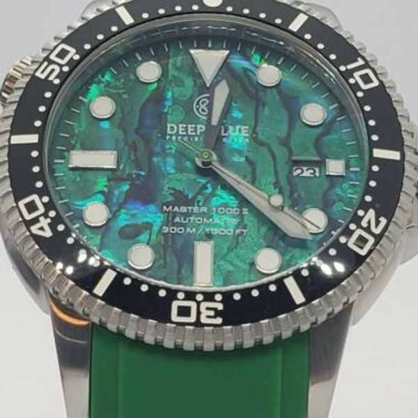 Deep Blue Green Abalone Dial Master 1k 1000ft Diver Automatic Men's ...