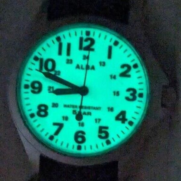SEIKO ALBA Military Field Watch AQPK401 White Dial Fully illuminated ...
