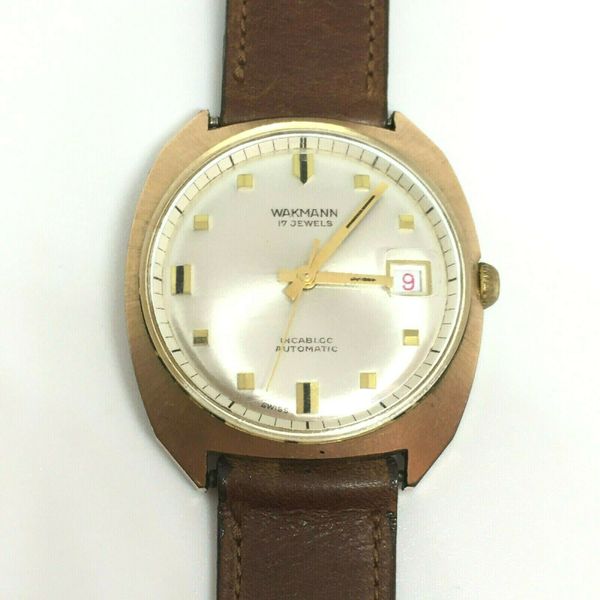 Vintage Wakmann Automatic 17 jewels Incabloc Date Swiss Made Men's ...
