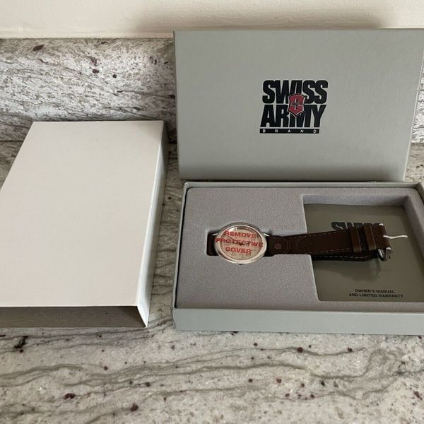 New Vintage Victorinox Swiss Army Cavalry Watch With Brown Leather Band ...