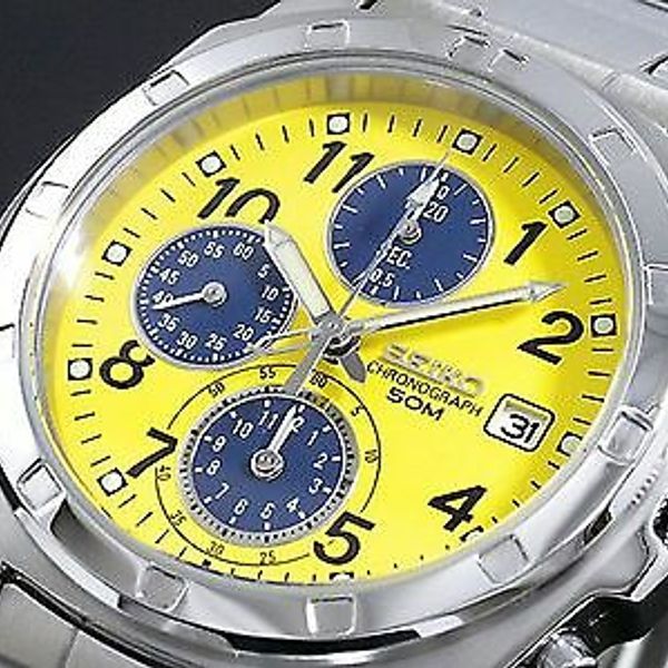 New!! SEIKO Chronograph Overseas Model SND409P1 Chronograph Yellow from ...