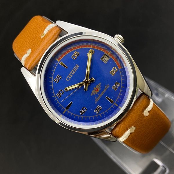 Vintage Citizen Automatic Blue Face Date 21 Jewels Men's Wrist Watch ...