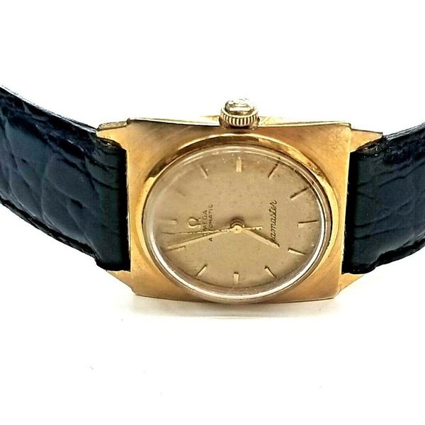 Vintage OMEGA SEAMASTER 14K SOLID YELLOW GOLD AUTOMATIC SQUARE CASE ...
