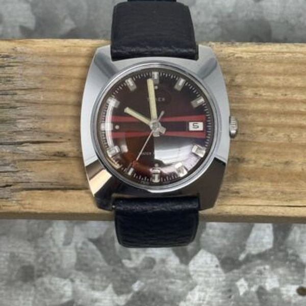 Vintage 1972 Timex Sprite 23671 2572 Menâ s 32mm Red Stripe Manual Wind ...