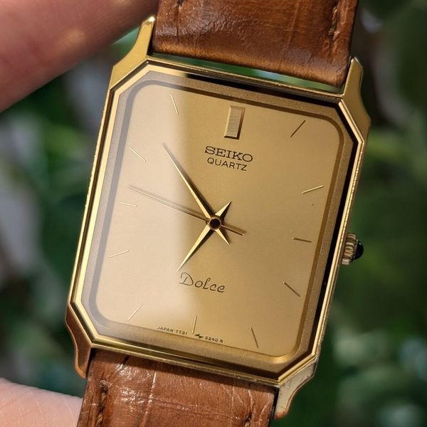1989 SEIKO Dolce 7731-5210 Gold Dial Tank quartz Men's Watch Vintage | WatchCharts Marketplace