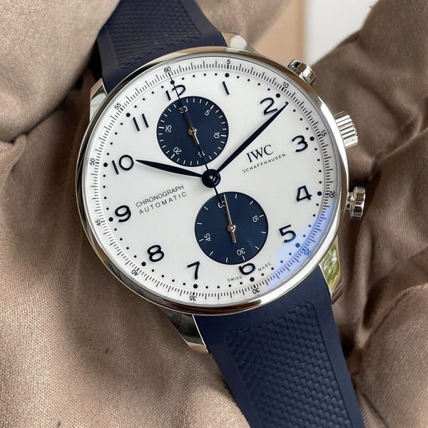 FS BNIB IWC Portuguese Chronograph PORTUGIESER "Panda Blue" 41MM ...