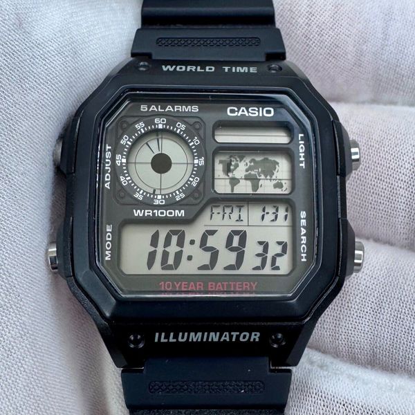 Casio AE1200WH World Time "Royale" Alarm/Chronograph Men's Watch 39mm ...