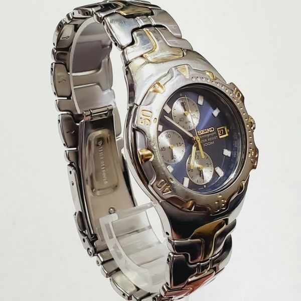 Men's Vintage 2005 CHRONOGRAPH Watch SEIKO 7T62-0CR0. Dark Blue Dial ...