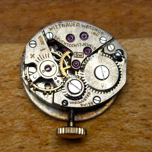 Vintage WITTNAUER 17 Jewels Model SW 16mm Swiss Watch Movement PARTS or ...