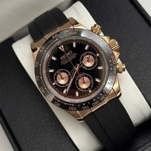 Custom Rose Gold Racing Chronograph Mod. Seiko Mecha-quartz Vk63 ...