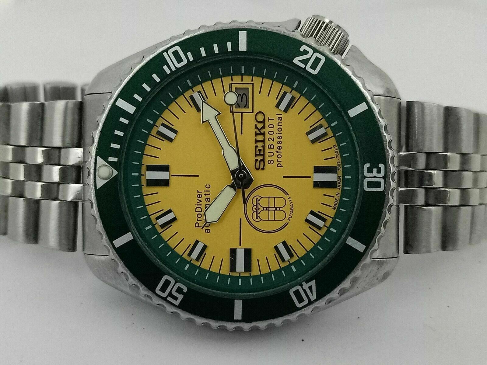 SEIKO DIVER 7002-700A PRODIVER YELLOW SUB200T DIAL MOD AUTOMATIC WATCH ...