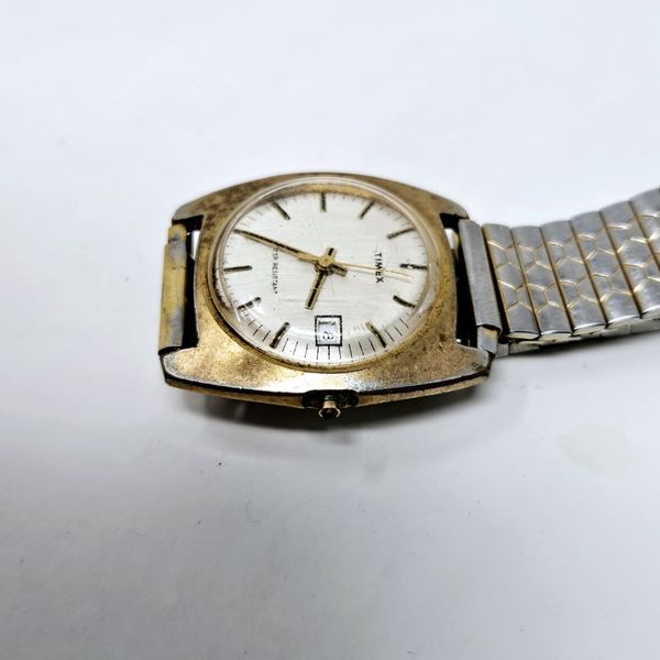 Timex mechanical watch with silver-tone dial and bronze tone metal case ...
