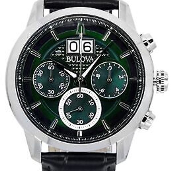 Bulova Sutton Classic Chronograph Green Dial Quartz 96B310 Men's Watch ...