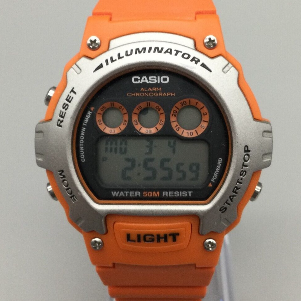 Casio Illuminator Digital Watch Men 45mm Orange Backlight Day Date 3225 ...