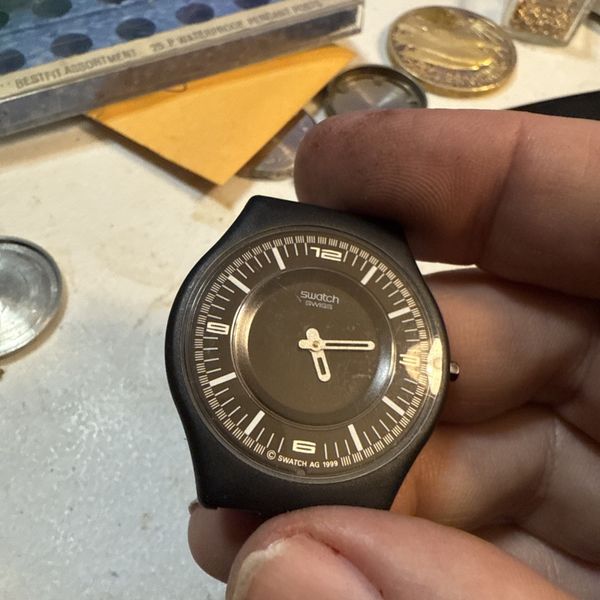 Vintage Swatch Skin AG 1999 Ultra Thin Watch Black Head Only Untested A ...