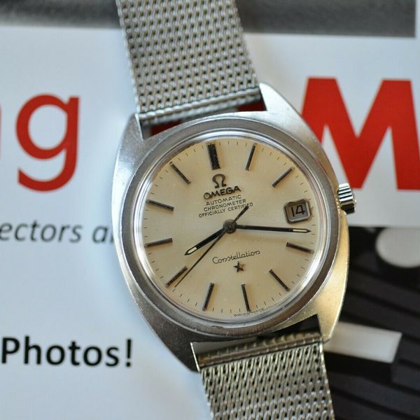 Vintage 1970 Omega Automatic Constellation Chronometer Watch +Milanese ...