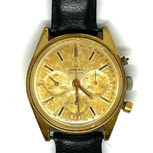 Omega De Ville 145.018 Gold Plated Chronograph 35mm Leather Strap Watch ...