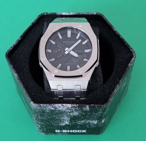 Casio G-SHOCK GA-2100-1A1ER - Casioak Mod - Silver Metal Royal Oak ...