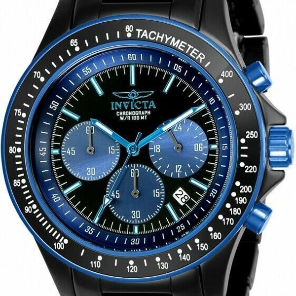 INVICTA 23840 45MM S1 RALLY CHRONOGRAPH BLACK & BLUE CERAMIC WATCH NEW ...