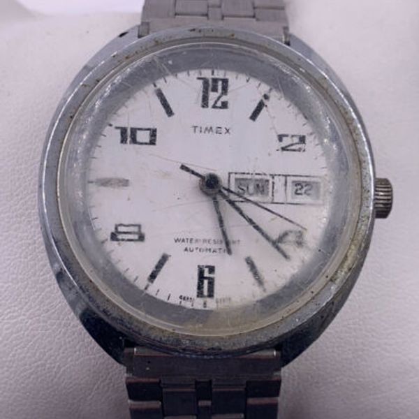 Vintage Timex Day Date Automatic Stainless Steel Watch 4885 03376 ...