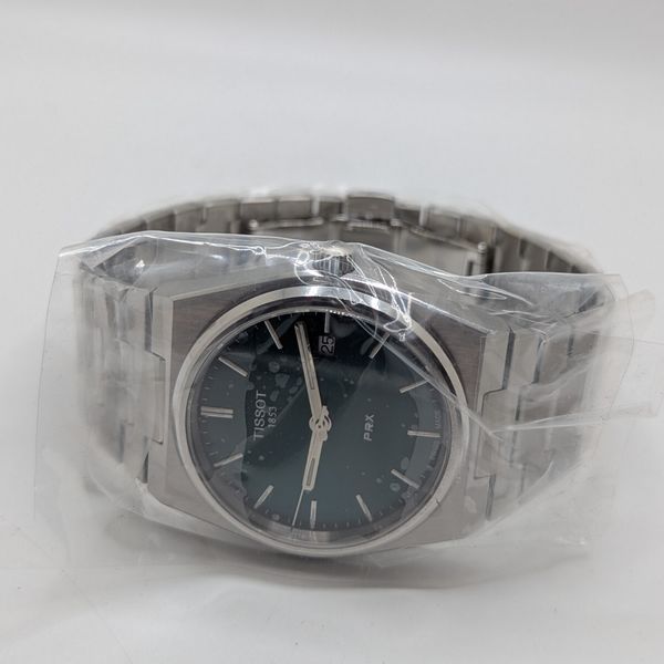 Tissot PRX T137410A Mens Green Dial Silver Band Analog Round Wristwatch ...