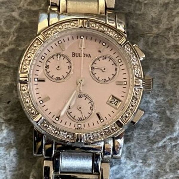 Bulova C837381 Diamond Bezel Stainless Steel Women's Chrono Watch ...