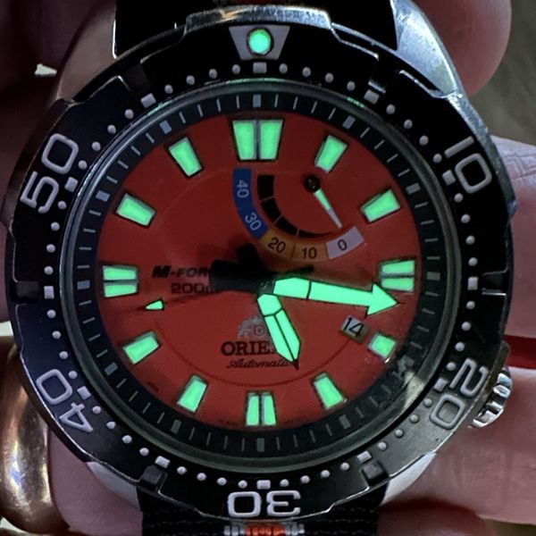 ORIENT M-FORCE AUTOMATIC 45mm Orange Power Reserve Function 200M with ...