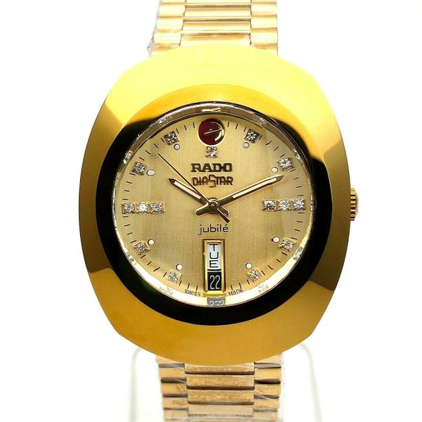 Vintage Rado Diastar Automatic Golden Dial White Stone Men's Wrist ...