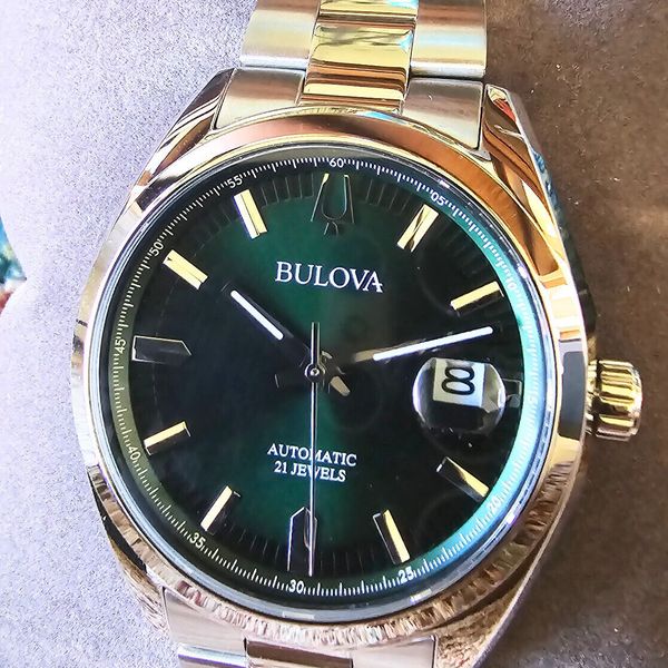 Bulova Surveyor Green dial Stainless Steel Automatic Men's Watch 96B429 ...