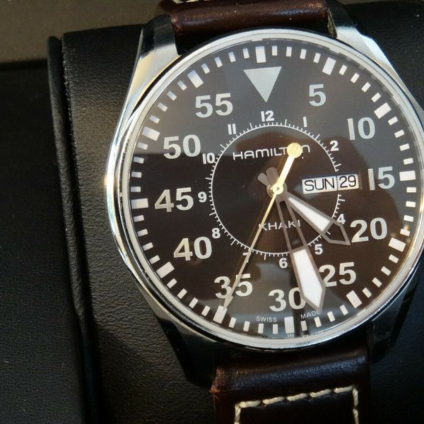 HAMILTON KHAKI PILOT 42mm H64611535 ETA Caliber 955.422 Black dial 200m ...