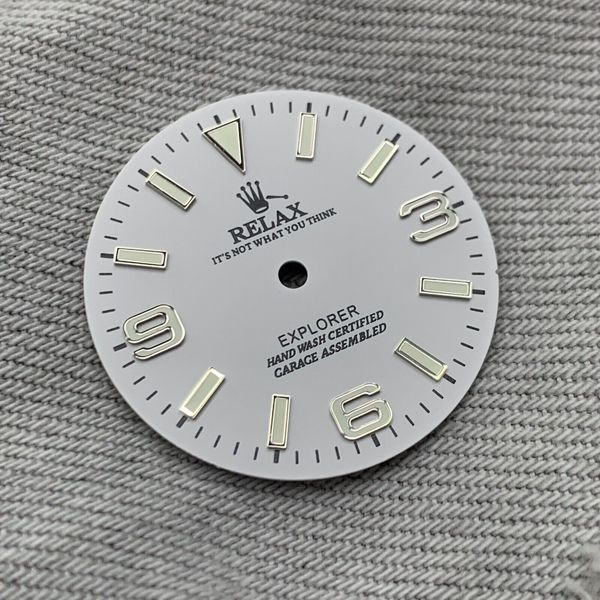 Dial Maker - Matte white Relax Dial , Explorer Dial, Silver/BGW9 For ...