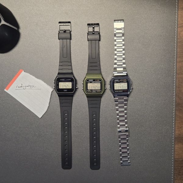 Casio Triple Bundle Classic Watch A158WA-1DF SIlver, F91WM-3A Green ...