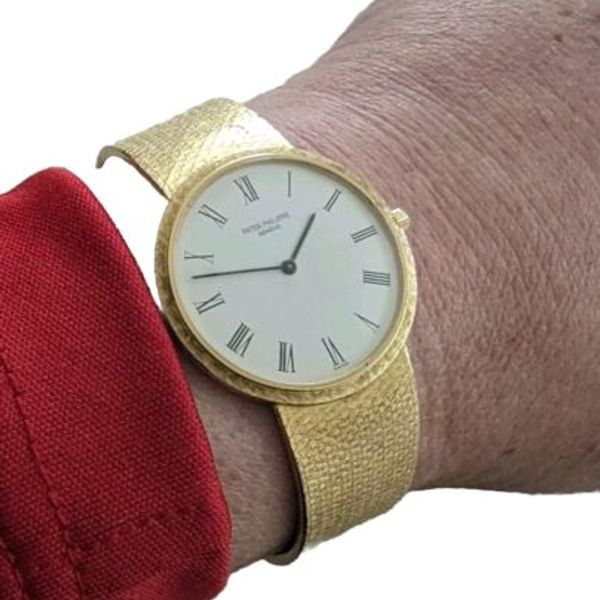 Patek PHILIPPE 18K YG CALATRAVA 3520/12 Mechanical Mens Dress Watch ...