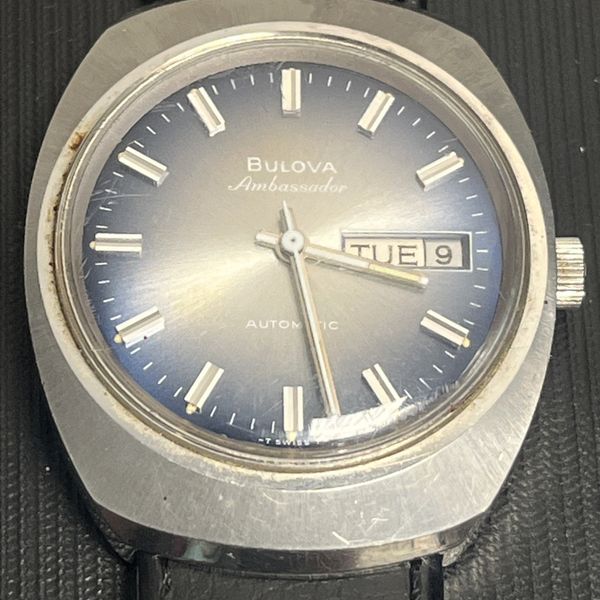 Vintage Bulova Ambassador Automatic Watch Working with Black Leather ...