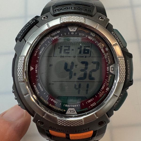 Men's Solar Watch CASIO "Pathfinder" (2894) PAG-80 Comp Barometer W/Box ...
