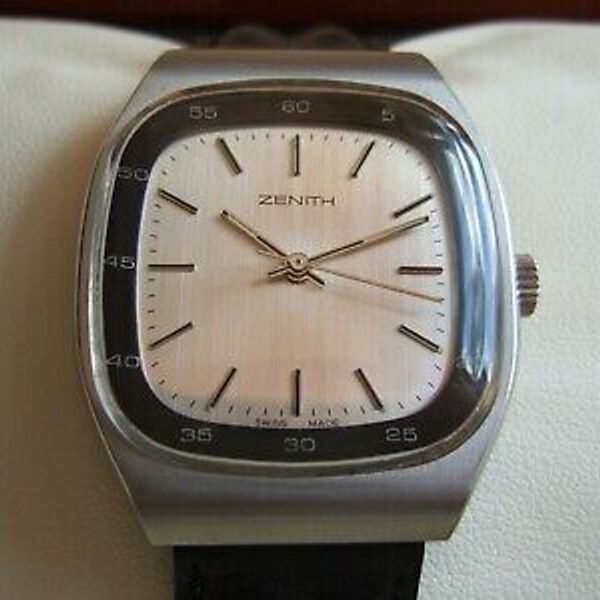Rare New Old Stock Men's Zenith SURF Swiss Made Mech Silver Dial Sports ...