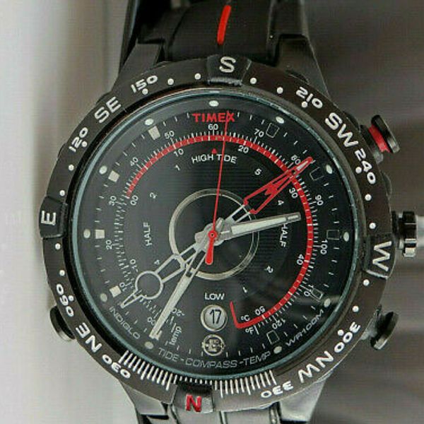 Schwarze Schönheit! Große TIMEX T45581 CHRONOGRAPH-KOMPASS Herren ...