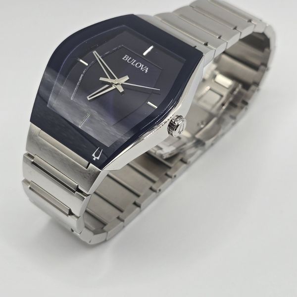 Bulova 96A258 Gemini Blue Dial Tonneau-Shaped Men's Stainless Steel ...