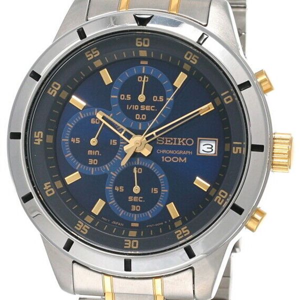Seiko Chronograph Blue Dial 43MM Two-tone SS Men's Watch SKS581 ...