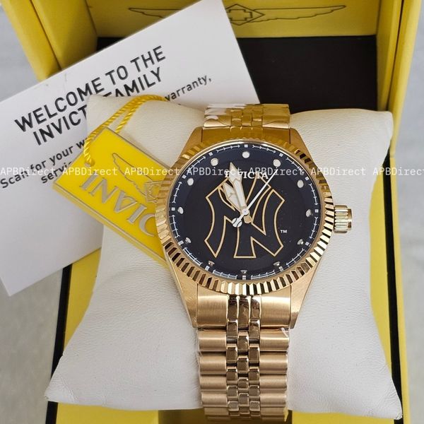 Invicta - MLB - NY Yankees - Fluted GOLD Bezel Lume Hands & Indices ...