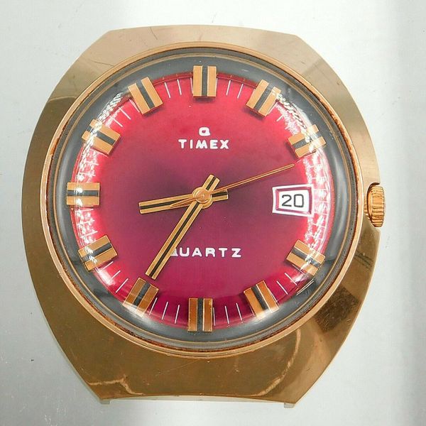 Vtg Timex Q watch red dial 1970s runs great lot w598 | WatchCharts ...