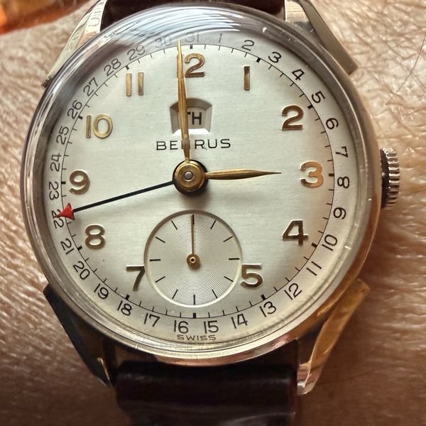 Vintage NOS Estate Benrus Pointer Day Date Wristwatch Shell Cordovan ...