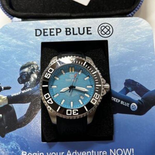 DEEP BLUE daynight Commander Ice Blue Mens Dive Diver Watch Teal Aqua ...