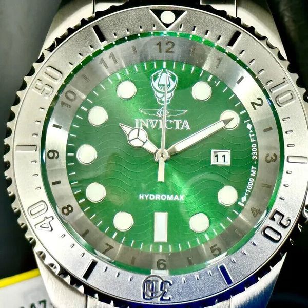 NEW Invicta 44745 Hydromax 52mm Green Dial Stainless Steel Men's Diver ...