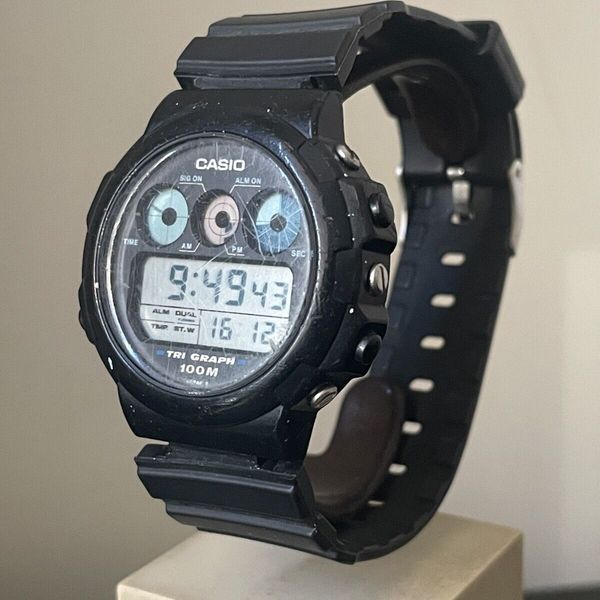 RARE VINTAGE CASIO TRI GRAPH TGW-10 TIMER CHRONOGRAPH MEN'S WATCH NEW ...