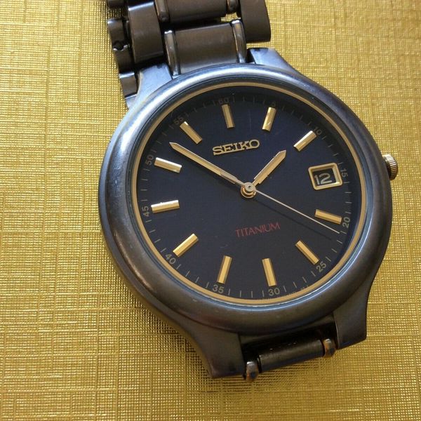 Vintage Seiko Titanium Quartz Watch 7N42-8099 Lightweight Original ...