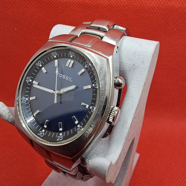 Fossil AM-3603 Silver-Tone Dial Chain Strap Analog Men Watch New ...