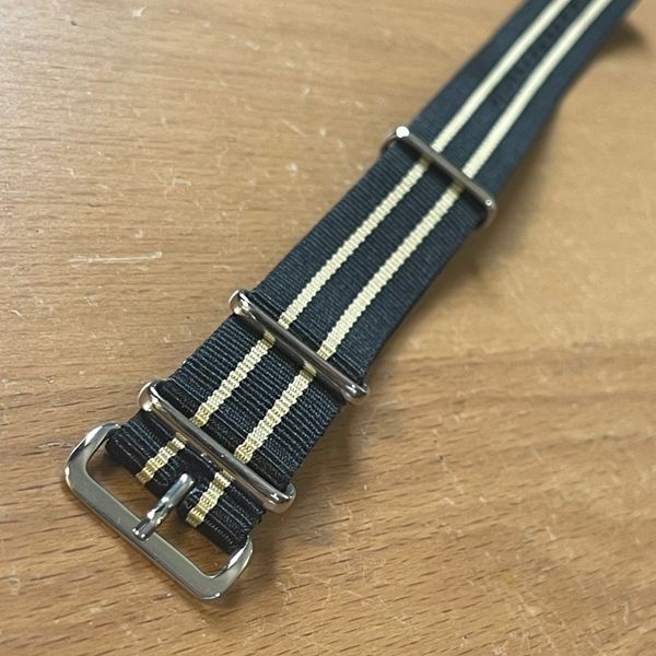 20mm NATO Strap - Black with Tan lines | WatchCharts Marketplace