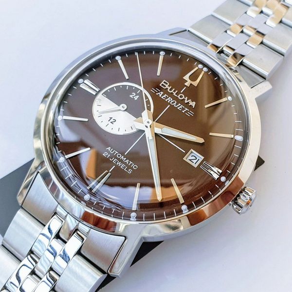 Bulova Aerojet Automatic Men's Brown Dial Date Indicator Watch 96B375 ...