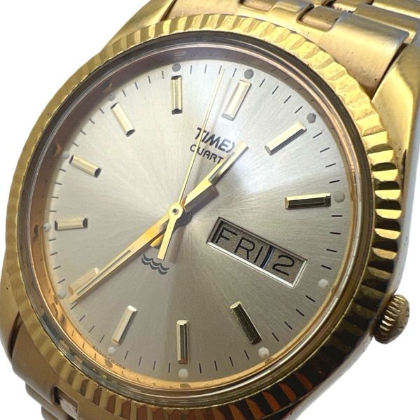 Timex quartz day/date gold tone mens watch | WatchCharts Marketplace